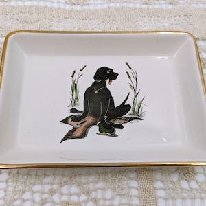 Vintage 1962 Delano Studios Trinket Dish Labrador Retriever With Duck ...