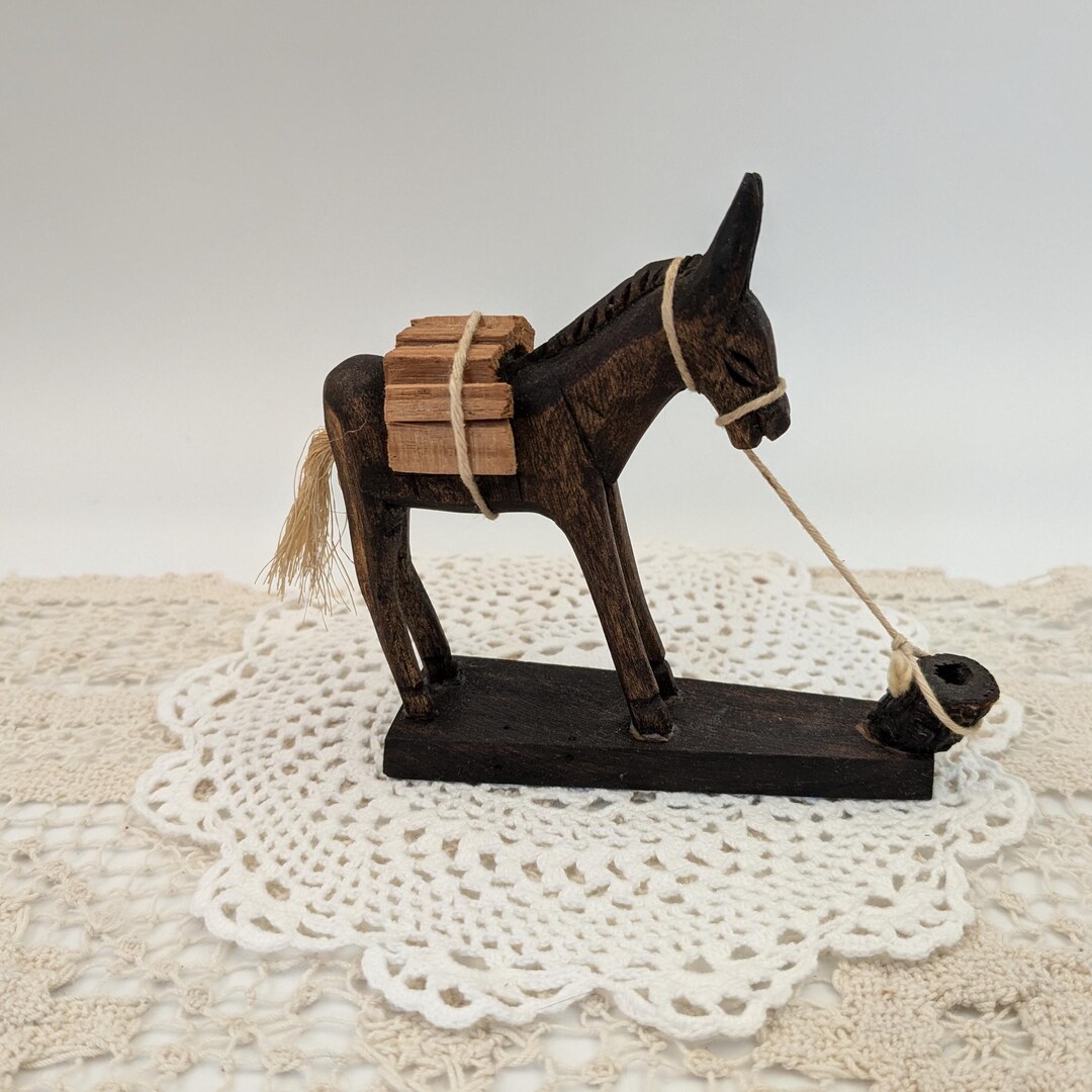 Vintage Carved Wooden Rustic Donkey / Burro Figurine - Etsy