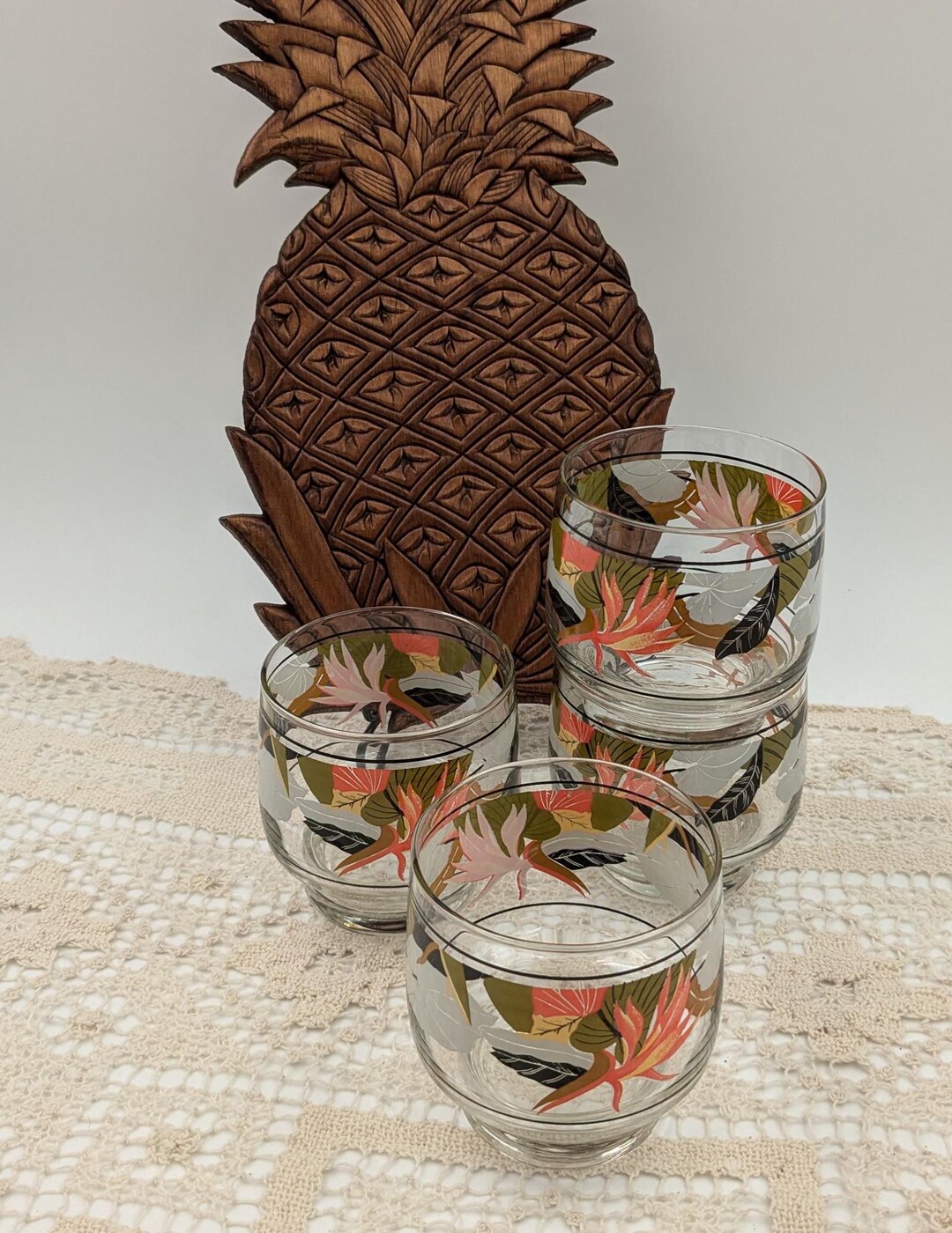Set of 4 Vintage Sango Larry Laslo maui 10 Fl. Oz. Glass Tumblers - Etsy