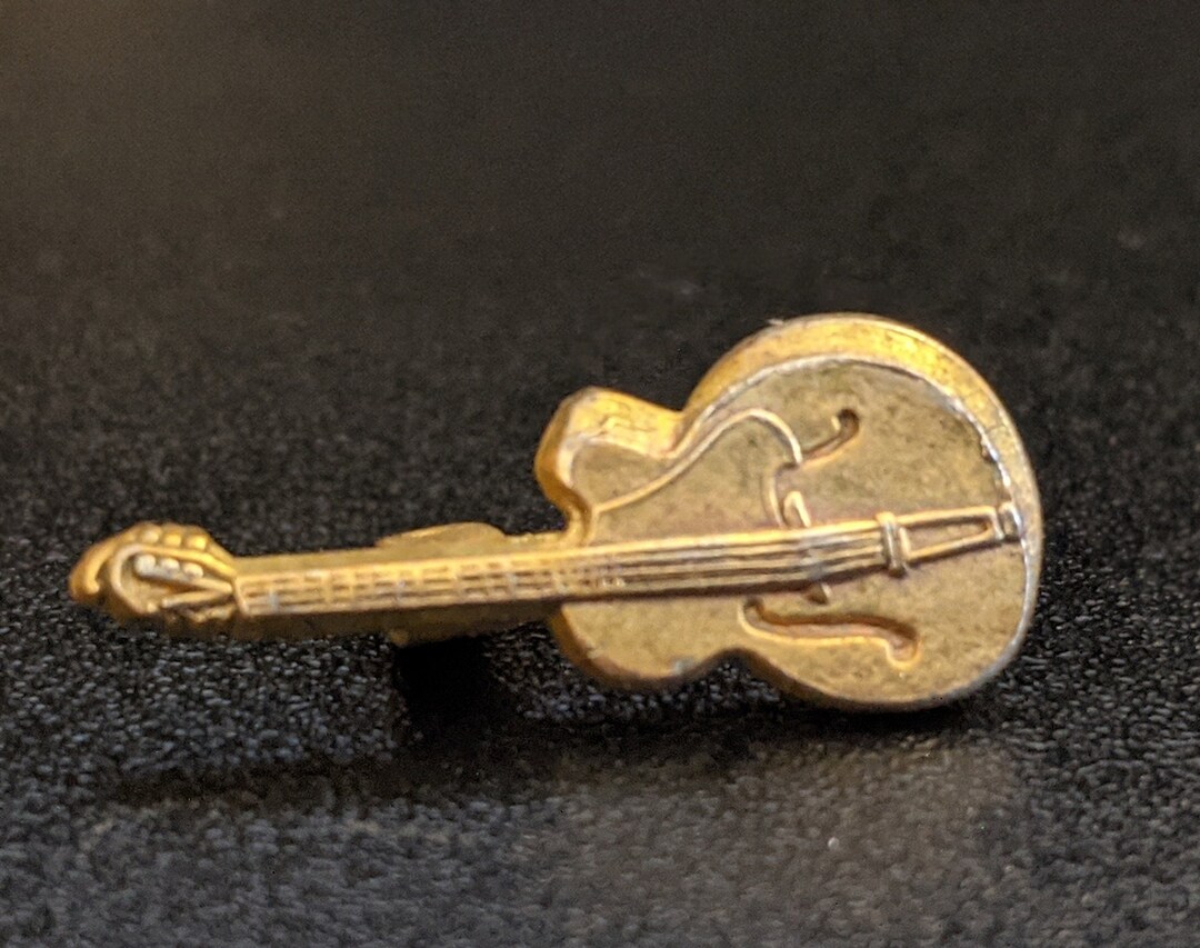 Vintage Miniature Gold-tone Electric Guitar Pin - Etsy
