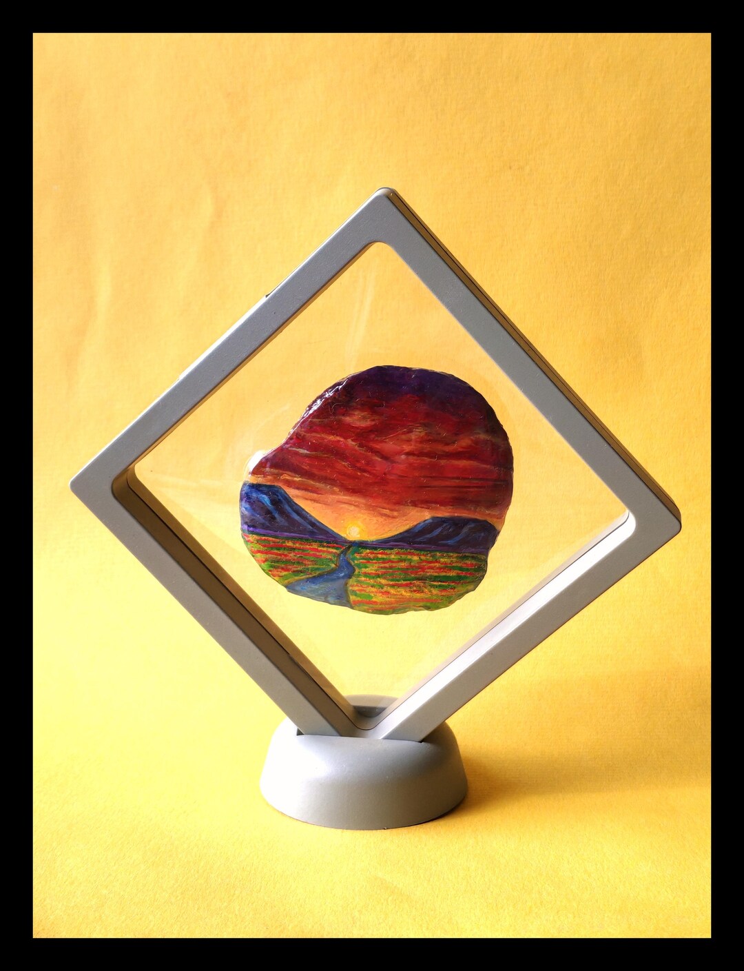 Sunset Valley on Small Pebble/stone Framed - Etsy