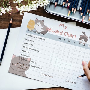 Kids Cat Reward Chart, Kids Cat Chore Chart, Cats, Kittens, Chore Chart ...