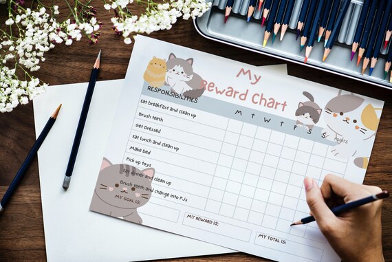 Kids Cat Reward Chart Kids Cat Chore Chart Cats Kittens - Etsy