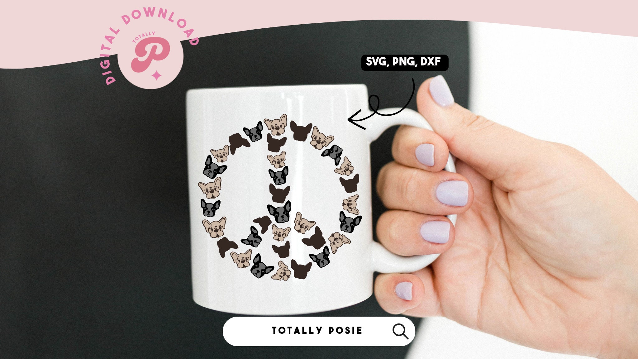 Frenchie Peace Sign SVG French Bulldog Dog Mama Frenchie - Etsy