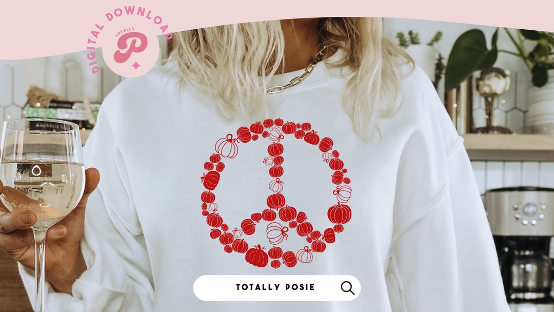Pumpkin Peace Sign SVG | Retro Peace Sign, Fall, Autumn, Halloween ...
