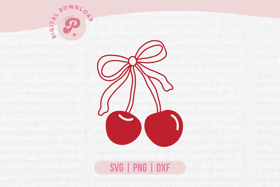 Cherry Bow SVG | Preppy Red Bow, Cherries, Red Coquette Aesthetic ...