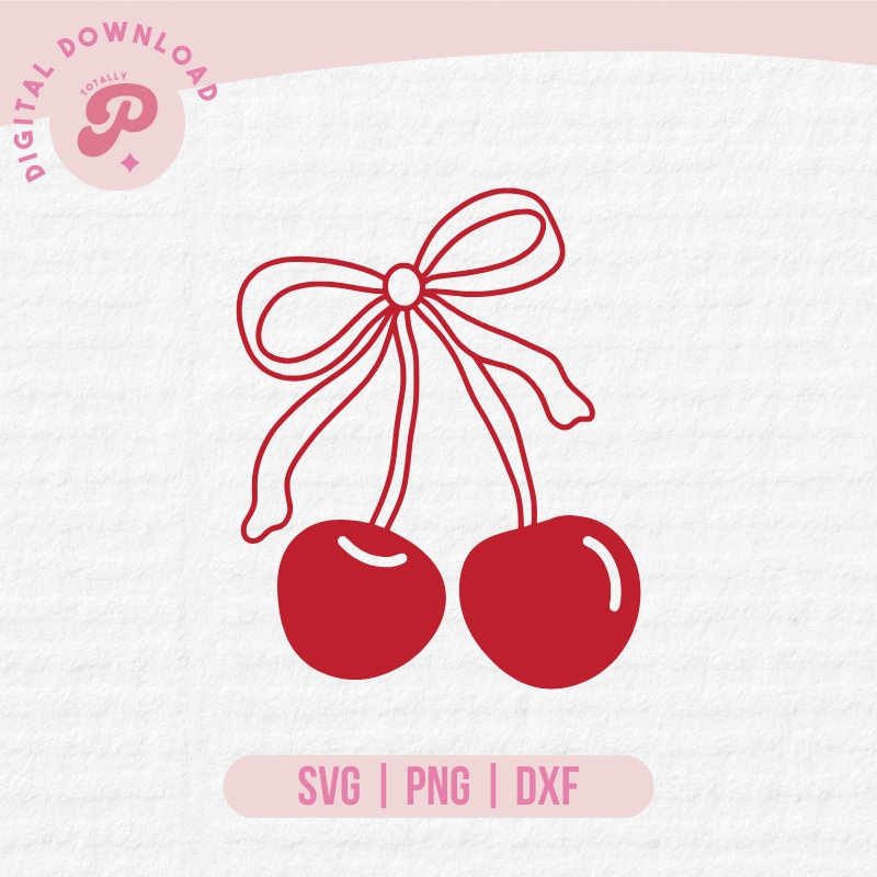 Cherry With Bow Svg - Etsy