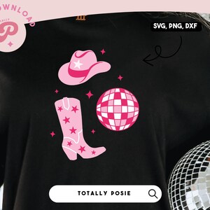 Pink Disco Cowgirl SVG | Disco Ball, Cowboy Boot, Cowgirl, Hat, Yee Haw ...