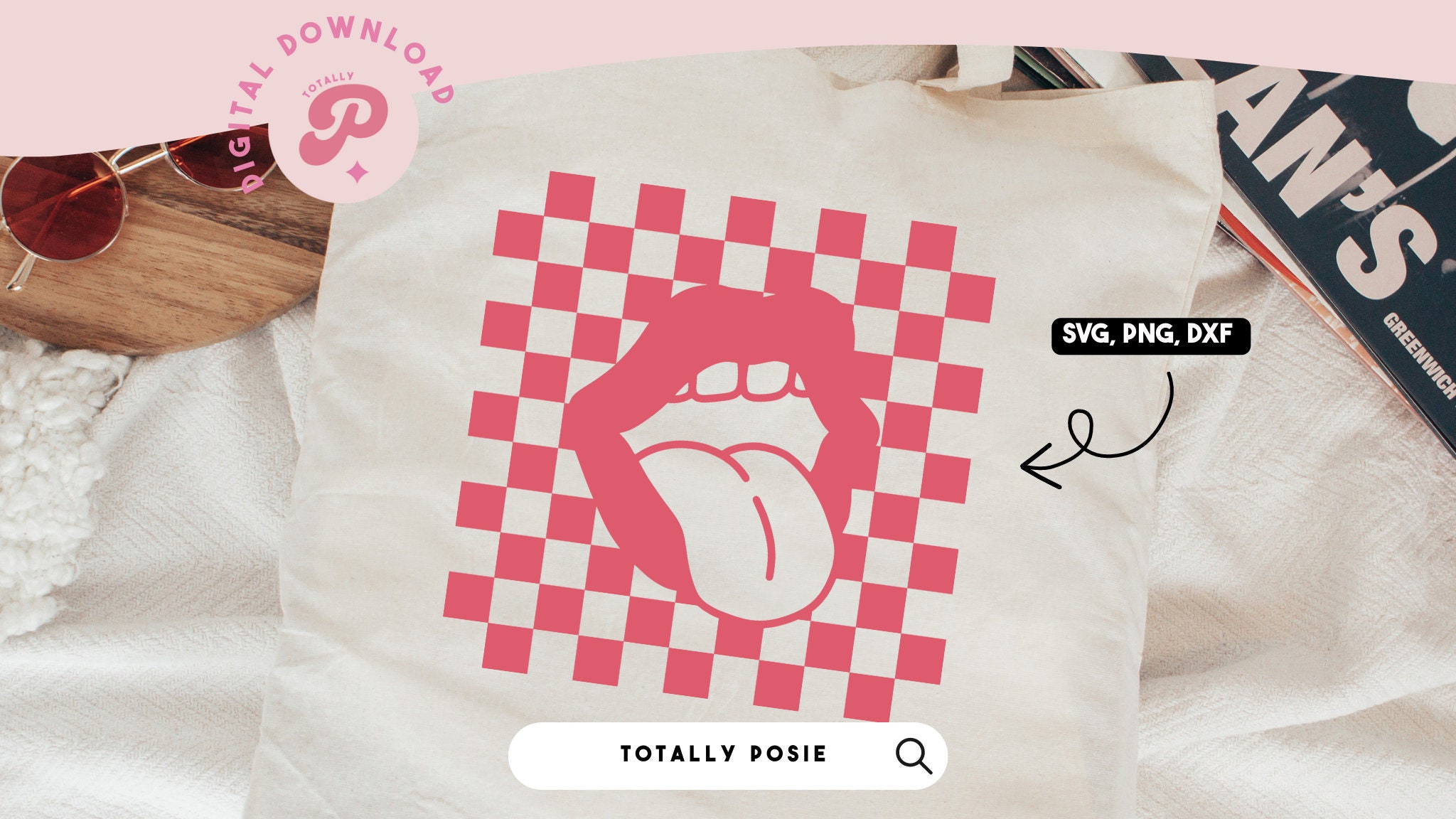 Checkered Tongue SVG Lips, Tongue, Checkers, Checkered, Trendy ...