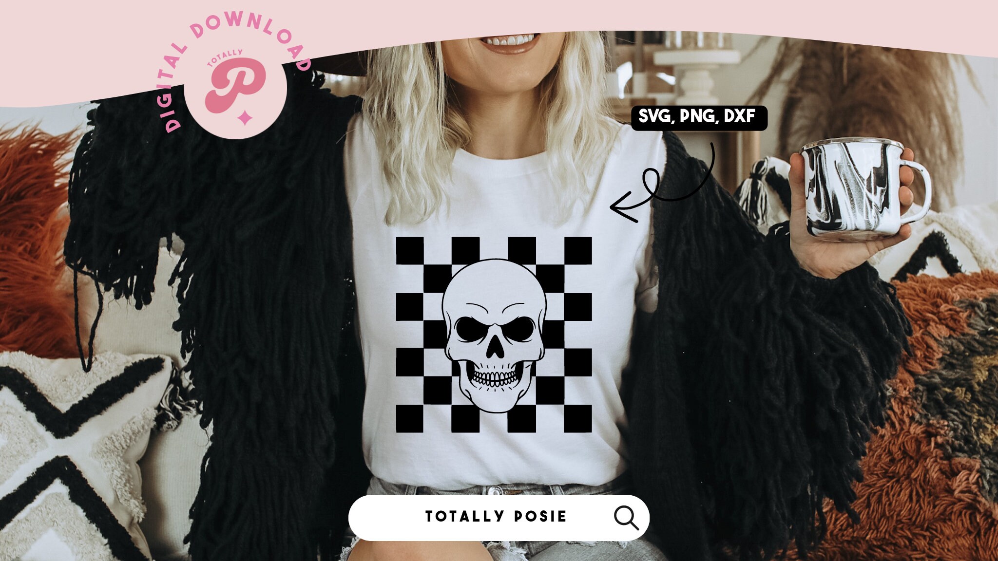 Skull Checkered SVG | Skeleton, Checkered Print, Trendy SVG File, Beer ...