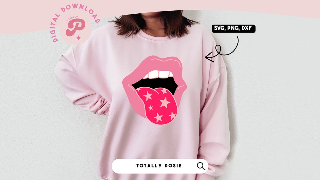 Lips, Mouth, Star SVG Tongue Out, Pink Trendy, VSCO Digital Multiple ...
