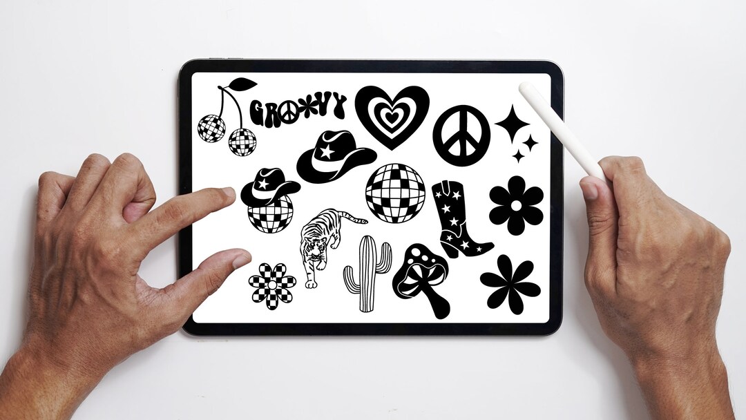 Procreate Stamps | Groovy Cherry, Cowboy Boot, Cottage Core, Western ...