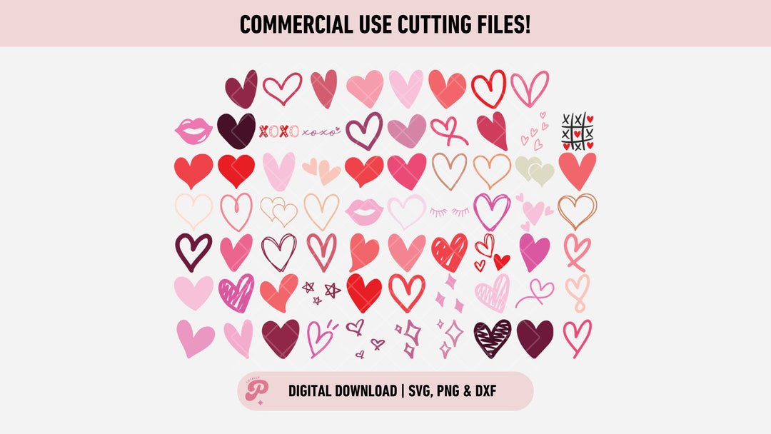 Heart SVG Bundle | Hearts, Doodles, Lips, Love, Stars, Valentine's Day ...