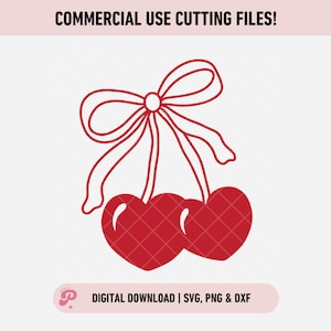 Heart Cherry Bow SVG | Preppy Red Bow, Cherries, Red Coquette Aesthetic ...