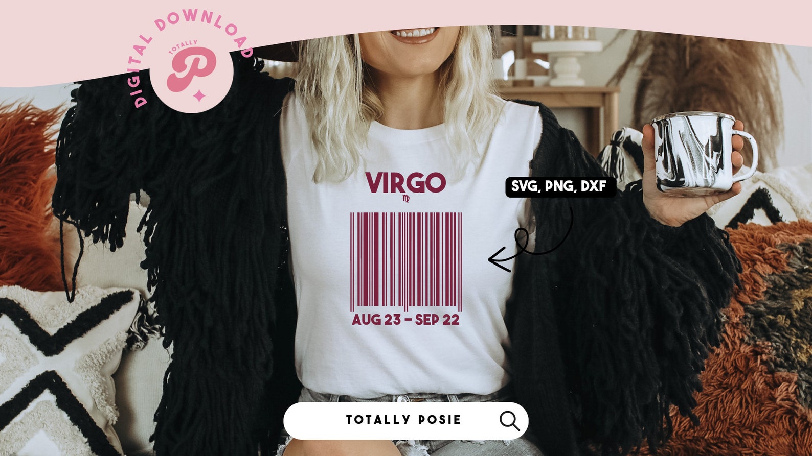 Virgo Zodiac SVG | Astrology, Horoscope, Barcode, Moon, Sun, Birthday ...