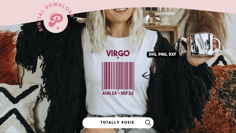 Virgo Zodiac SVG | Astrology, Horoscope, Barcode, Moon, Sun, Birthday ...