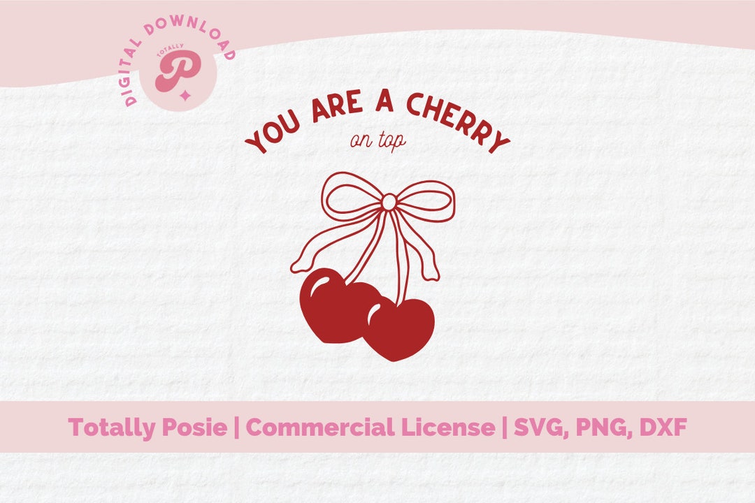 Cherry on Top SVG | Preppy Red Bow, Cherries, Red Coquette Aesthetic ...