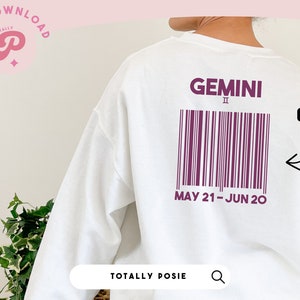 Gemini Zodiac SVG | Astrology, Horoscope, Barcode, Moon, Sun, Birthday ...