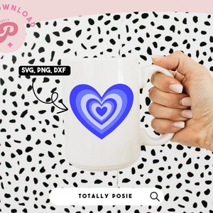 Blue Heart SVG | Y2K Inspired, Latte Heart, Blue, Love, Hearts, Retro ...