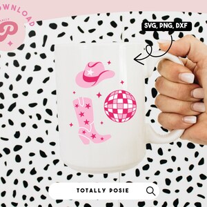 Pink Disco Cowgirl SVG | Disco Ball, Cowboy Boot, Cowgirl, Hat, Yee Haw ...