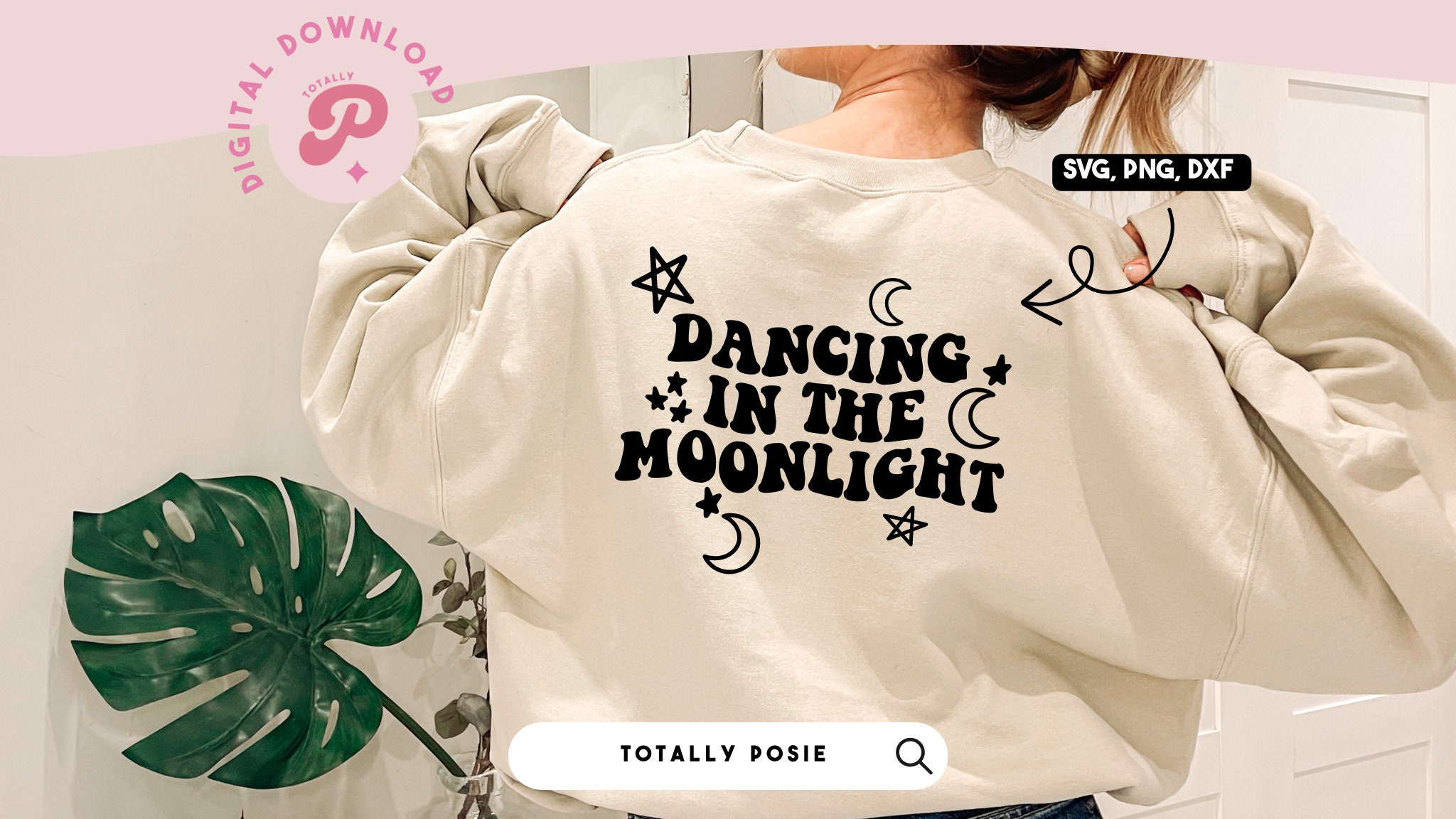 Dancing in the Moonlight SVG Retro Wavy Text Stars Moon - Etsy