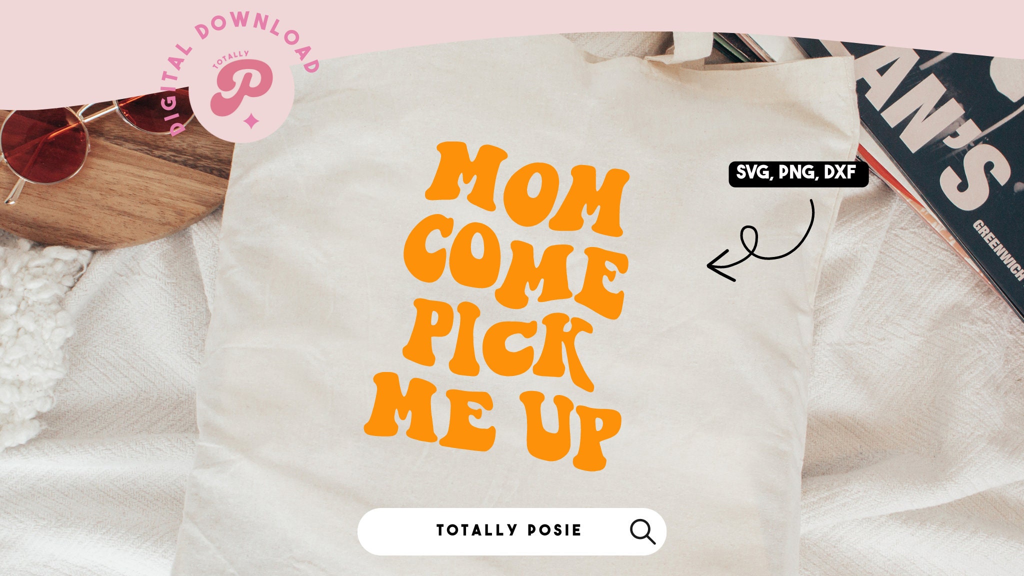Mom Come Pick Me up SVG | Wavy Text, DIY Graphic Tee, Cut File for ...