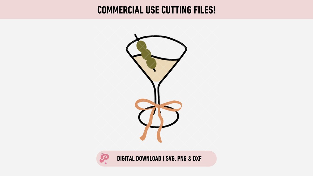 Dirty Martini SVG | Preppy Bow, Coquette, Olive Martini, Vodka ...