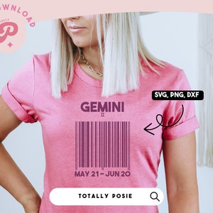 Gemini Zodiac SVG | Astrology, Horoscope, Barcode, Moon, Sun, Birthday ...