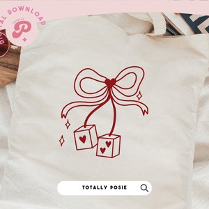 Dice Cherry Bow SVG | Preppy Red Bow, Cherries, Red Coquette Aesthetic ...