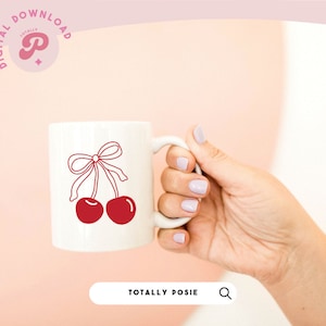 Cherry Bow SVG | Preppy Red Bow, Cherries, Red Coquette Aesthetic ...