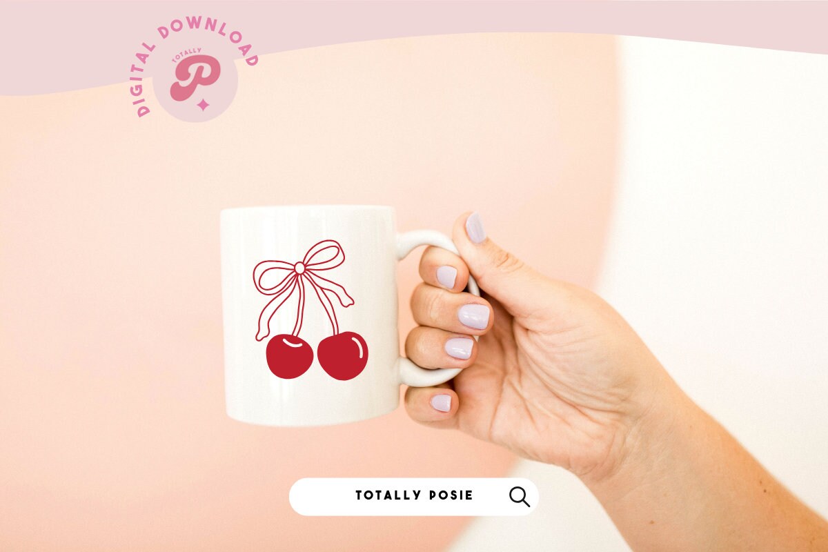 Cherry Bow SVG | Preppy Red Bow, Cherries, Red Coquette Aesthetic ...