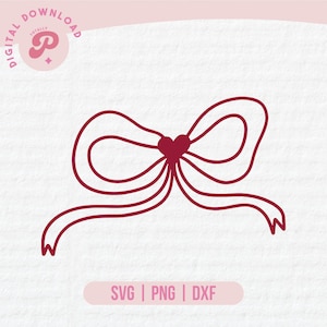 Red Heart Bow SVG Preppy Red Bow, Pink Bows, Red Coquette Aesthetic ...