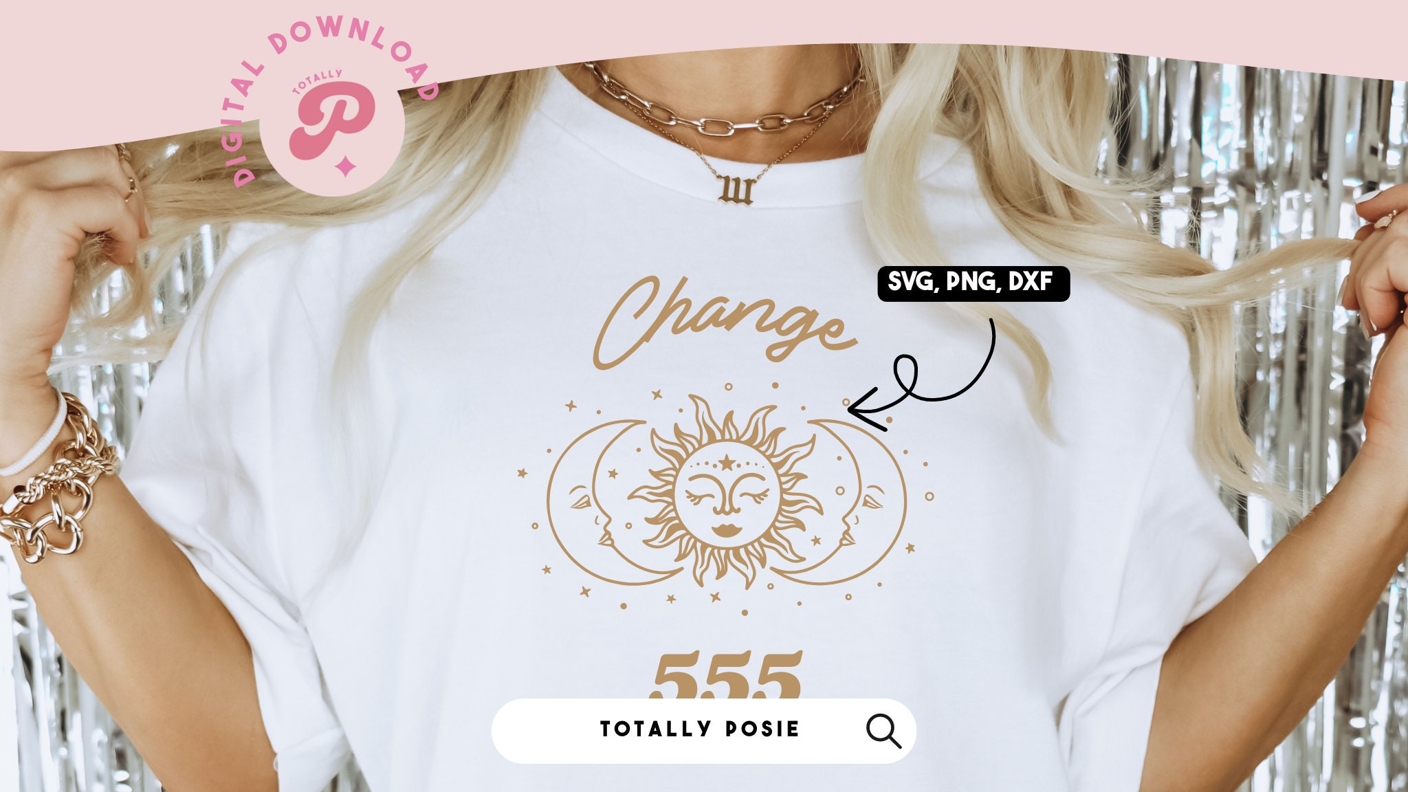 Angel Numbers SVG 555, Change, Boho Moon, Celestial, Bohemian Sun ...