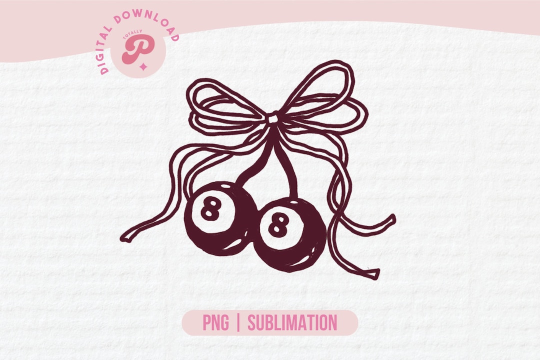 8 Ball Cherry Bow PNG | Preppy Bow, Cherries, Red Coquette Aesthetic ...