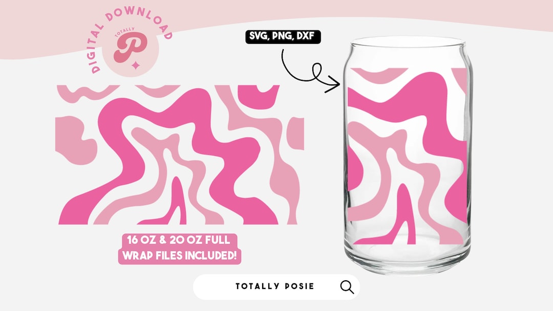 Groovy Glass Can Wrap | Retro, Swirl, Pink Groovy Swirl, Flower, Beer ...