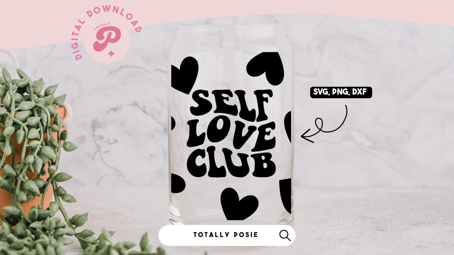 Self Love Club Glass Can SVG Wrap Love Heart Trendy Retro - Etsy