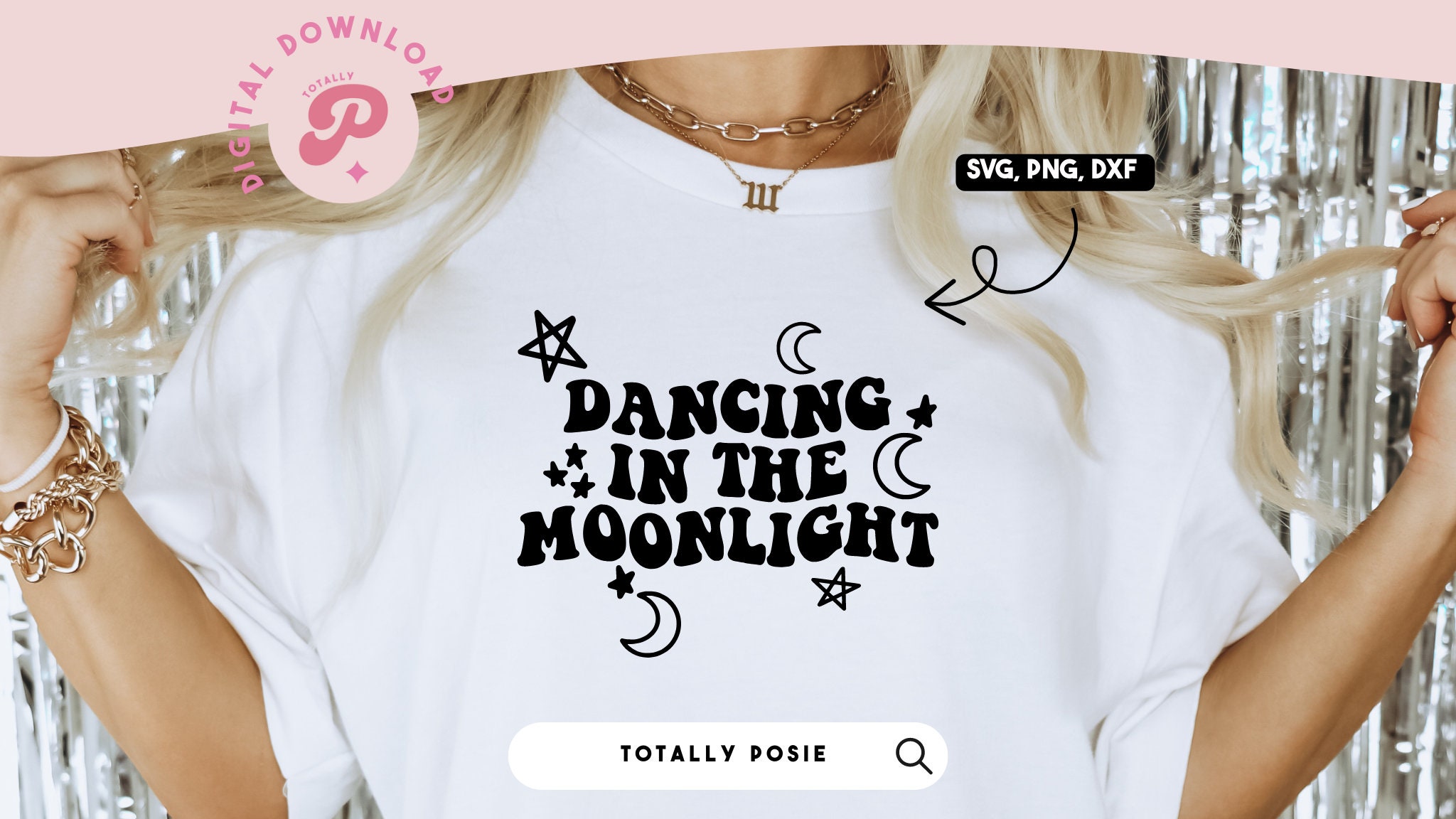 Dancing in the Moonlight SVG Retro Wavy Text Stars Moon - Etsy