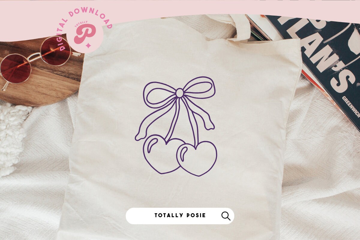 Heart Cherry Bow SVG Preppy Red Bow, Cherries, Red Coquette Aesthetic ...