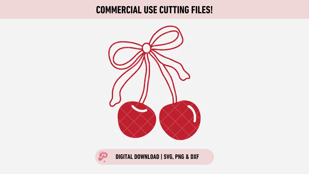 Cherry Bow SVG Preppy Red Bow, Cherries, Red Coquette Aesthetic, Girly ...