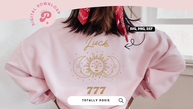 Angel Numbers SVG 777, Luck, Boho Moon, Celestial, Bohemian Sun ...