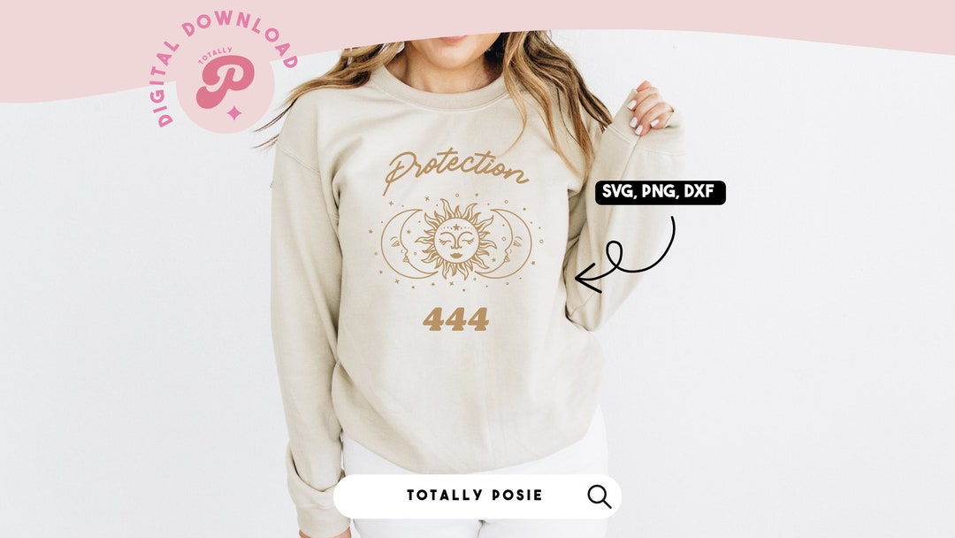 Angel Numbers SVG | 444, Protection, Boho Moon, Celestial, Bohemian Sun ...