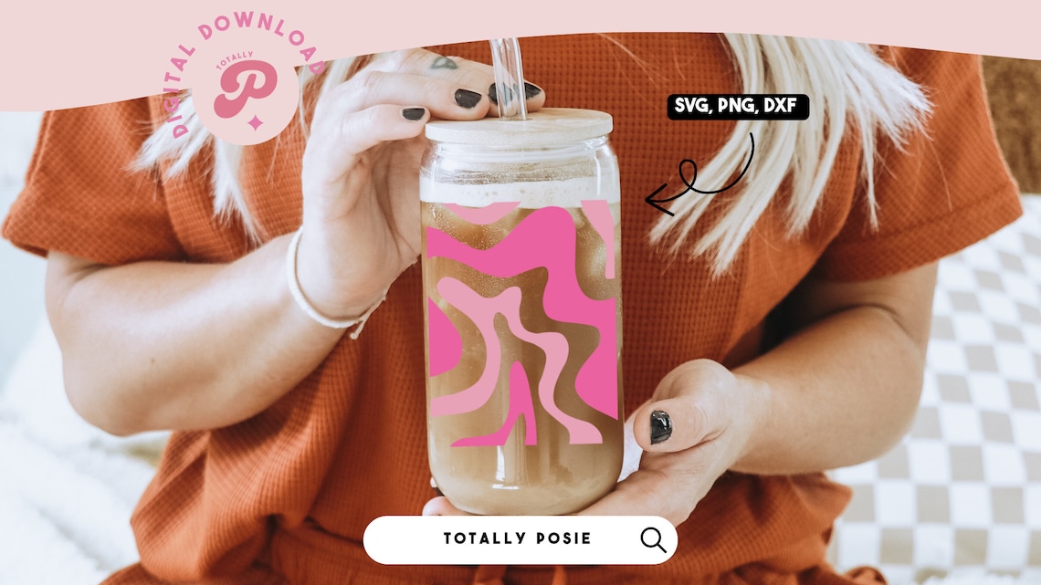 Groovy Glass Can Wrap Retro Swirl Pink Groovy Swirl - Etsy