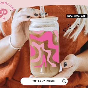 Groovy Glass Can Wrap | Retro, Swirl, Pink Groovy Swirl, Flower, Beer ...