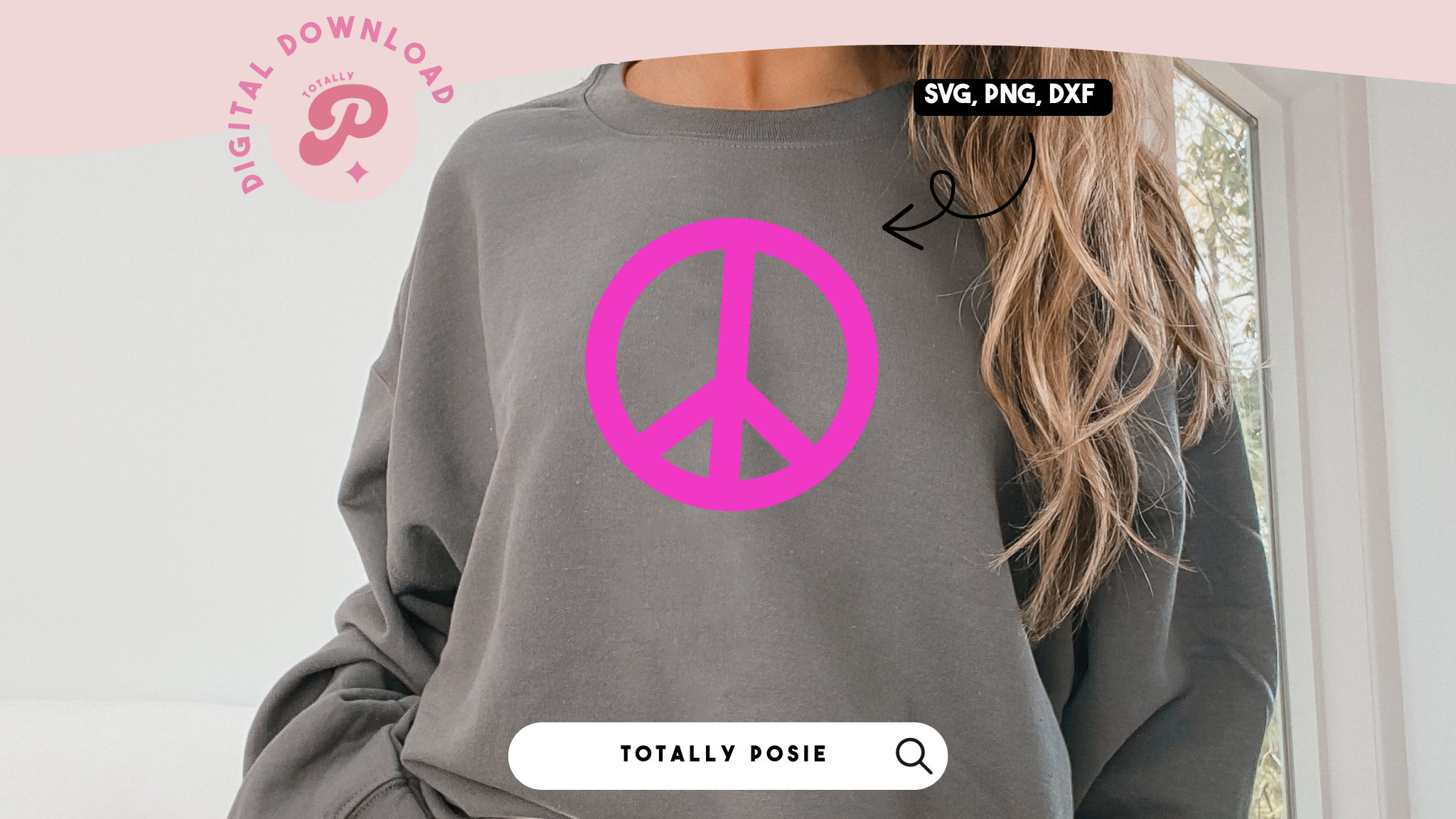 Pink Peace Sign SVG Clipart, Doodles, Graphic, Vector SVG, Sticker ...