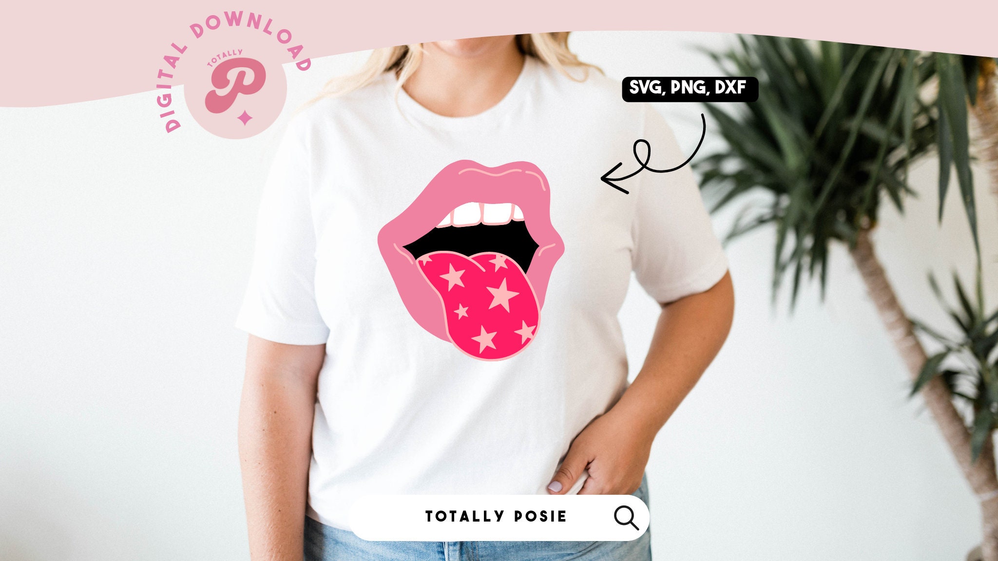 Lips Mouth Star SVG Tongue Out Pink Trendy VSCO Digital - Etsy