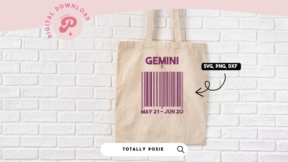 Gemini Zodiac SVG Astrology Horoscope Barcode Moon Sun - Etsy