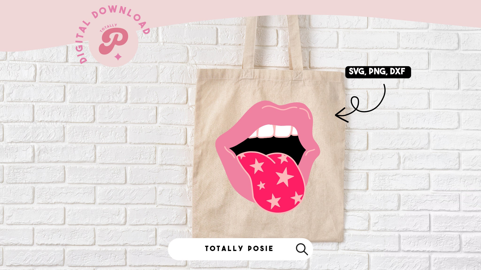 Lips Mouth Star SVG Tongue Out Pink Trendy VSCO Digital - Etsy