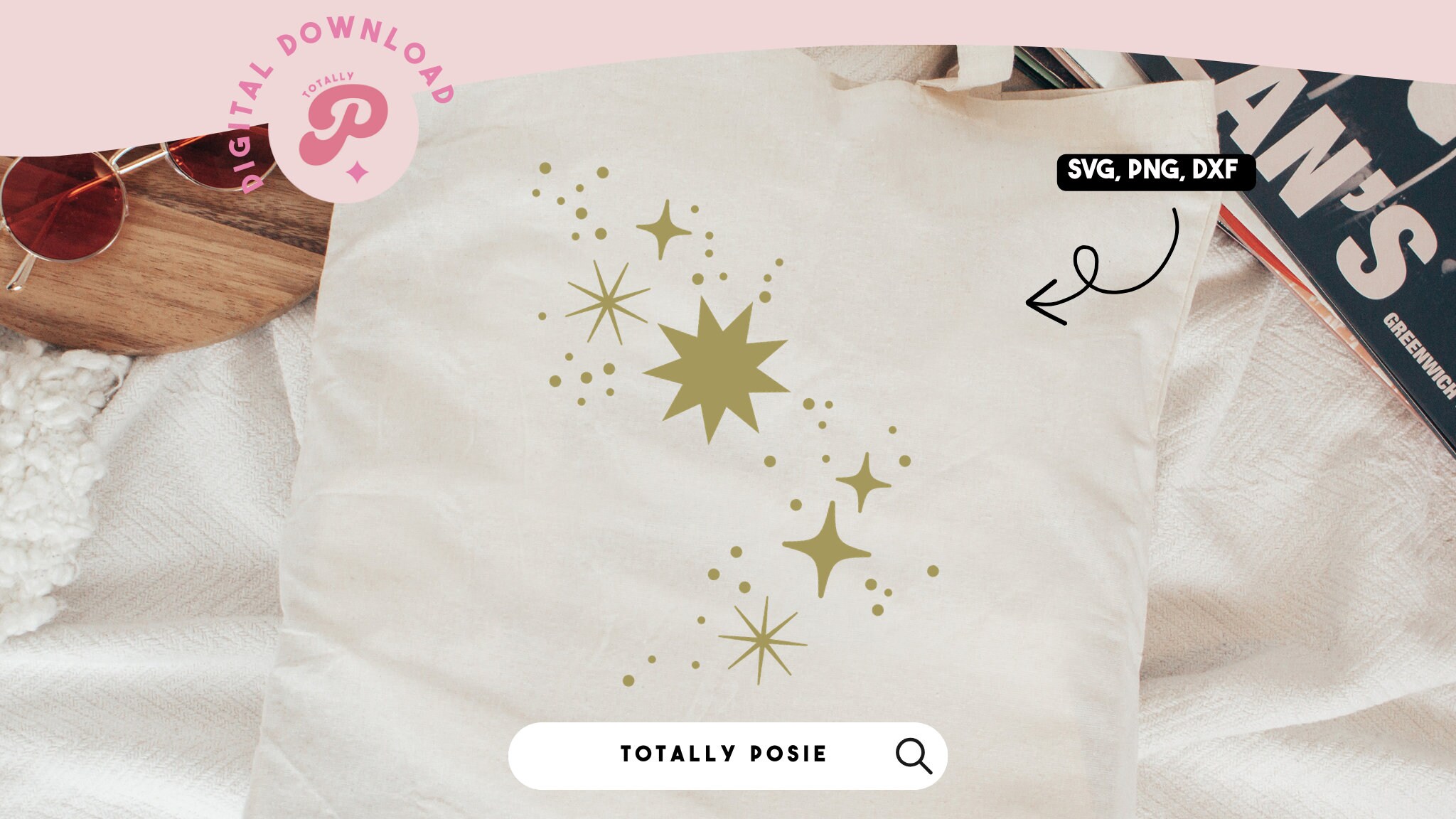 Star Cluster SVG Bohemian, Boho, Celestial, Moon & Stars, Constellation ...