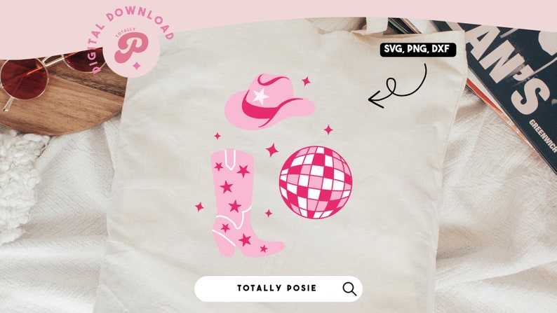 Pink Disco Cowgirl SVG Disco Ball Cowboy Boot Cowgirl - Etsy