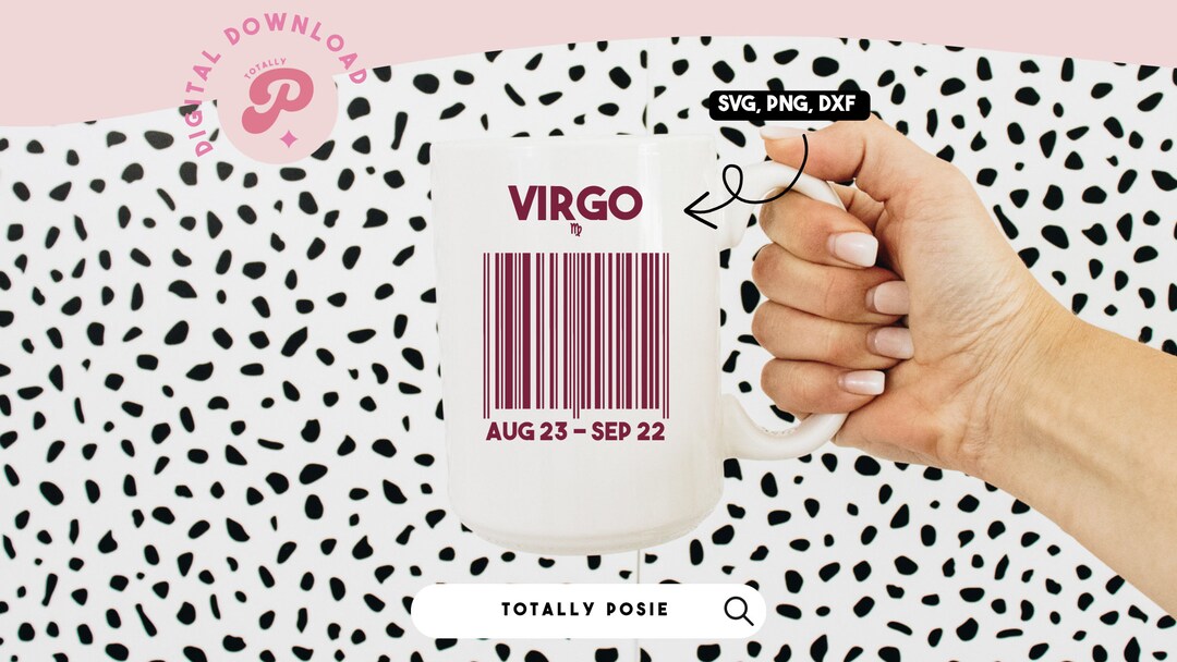 Virgo Zodiac SVG Astrology, Horoscope, Barcode, Moon, Sun, Birthday ...